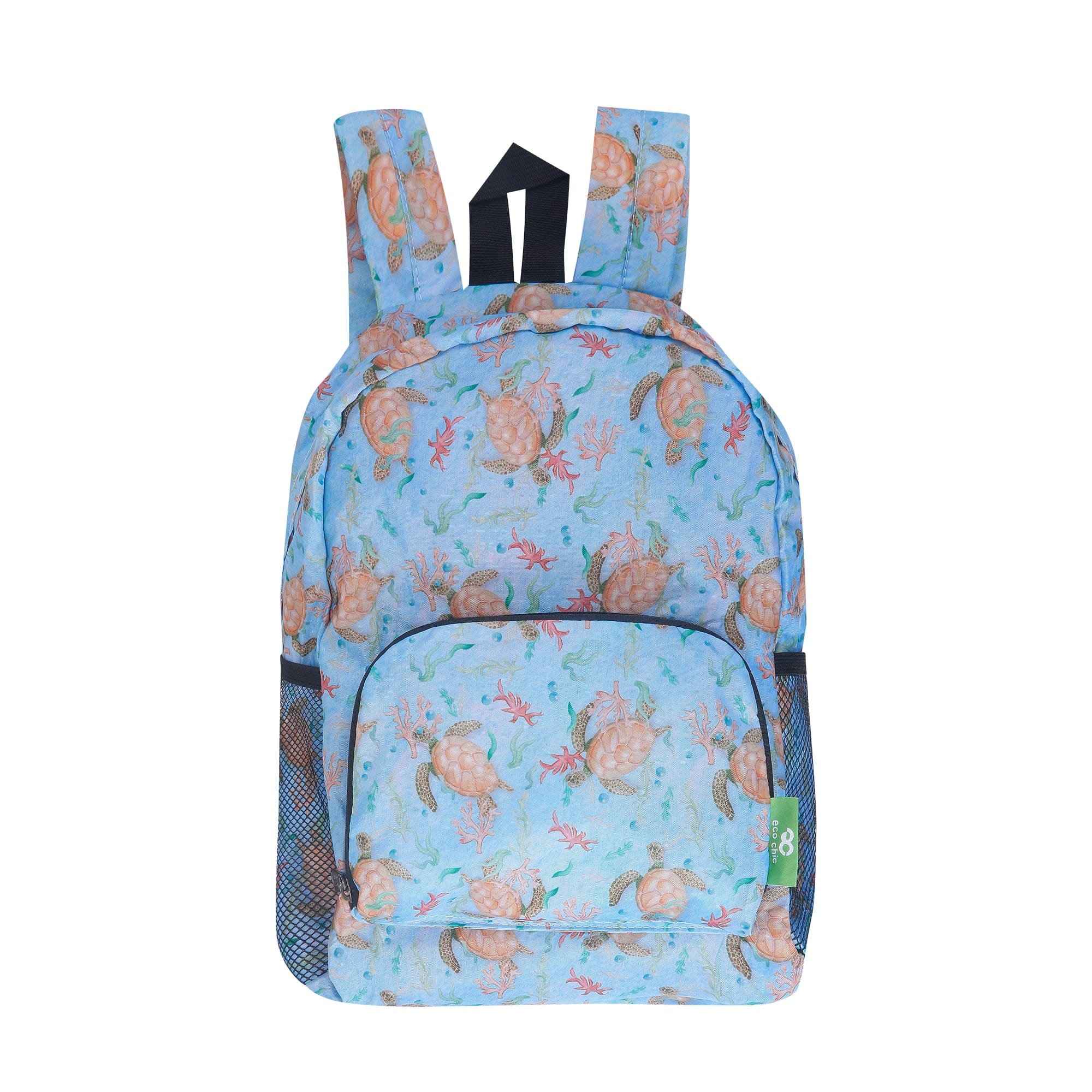 G91BU - Eco Chic Lightweight Foldable Mini Backpack Sea Turtles Blue ...