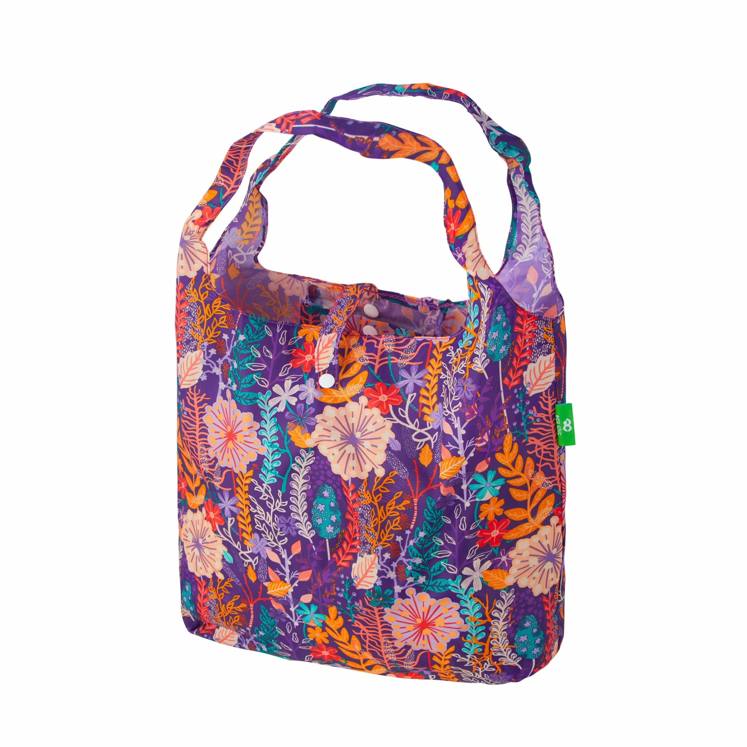 A82PP - Eco Chic Foldable Reusable Shopping Bag Lush Floral Purple (Pa ...
